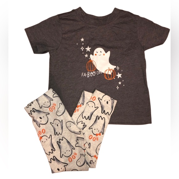 Pajamas | Spooky Ghost Kids Pajama Set Charcoal And Cream 18monthtop 2t ...